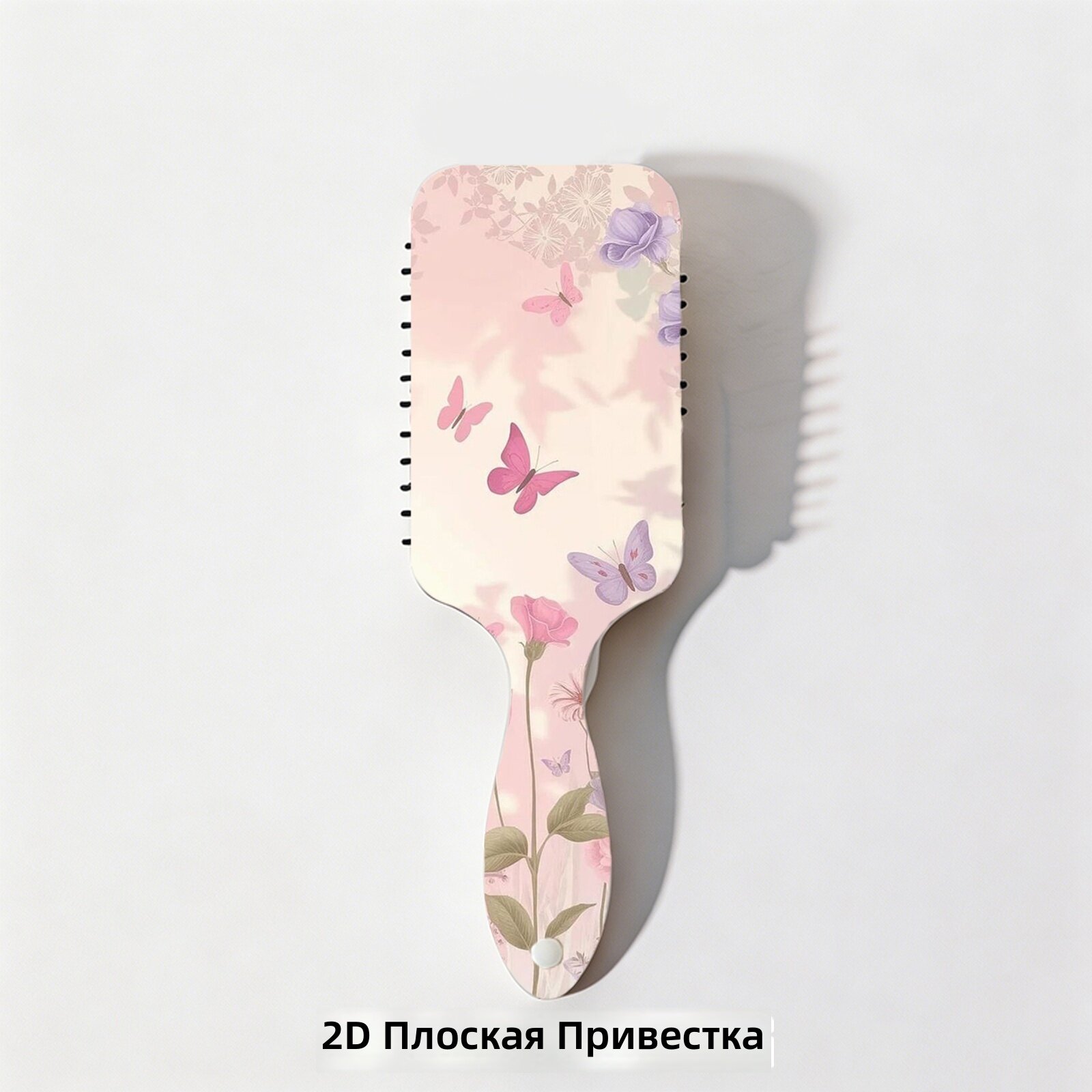 Винтажная расческа с розами и бабочками для массажа кожи головы, нейлоновая щетина, прочная ручка ABS, дорожная расческа для всех типов волос, Pattern A