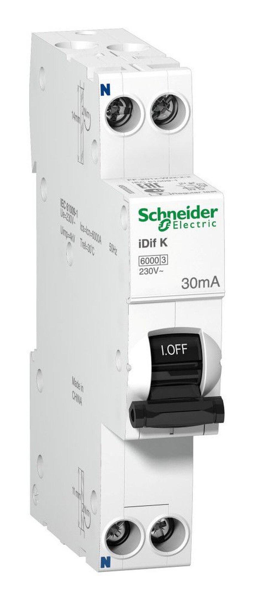 Дифференциальный автоматический выключатель Schneider Electric Acti9 iDif K 2P 16А 30мА класс AC