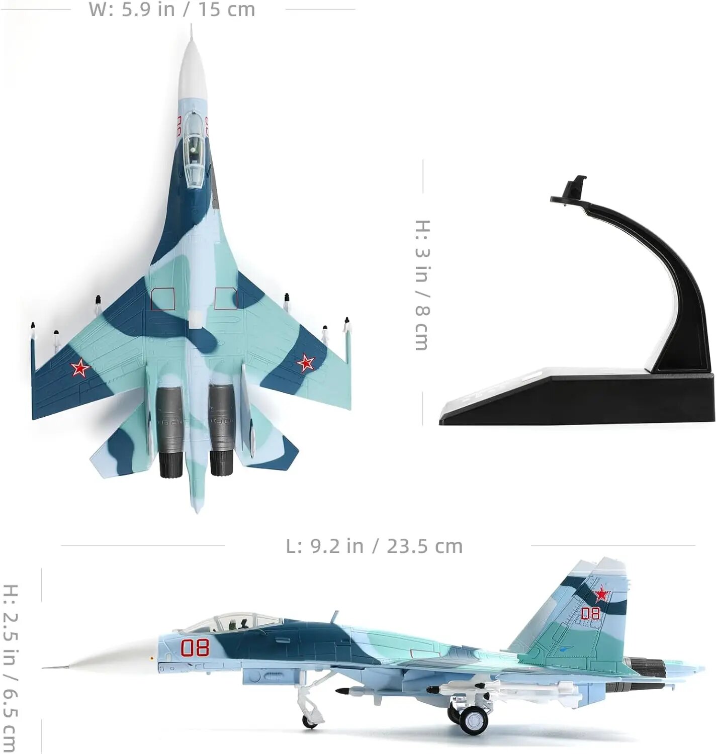 Модель самолета Су-27 ЗOCO 1:100 металл