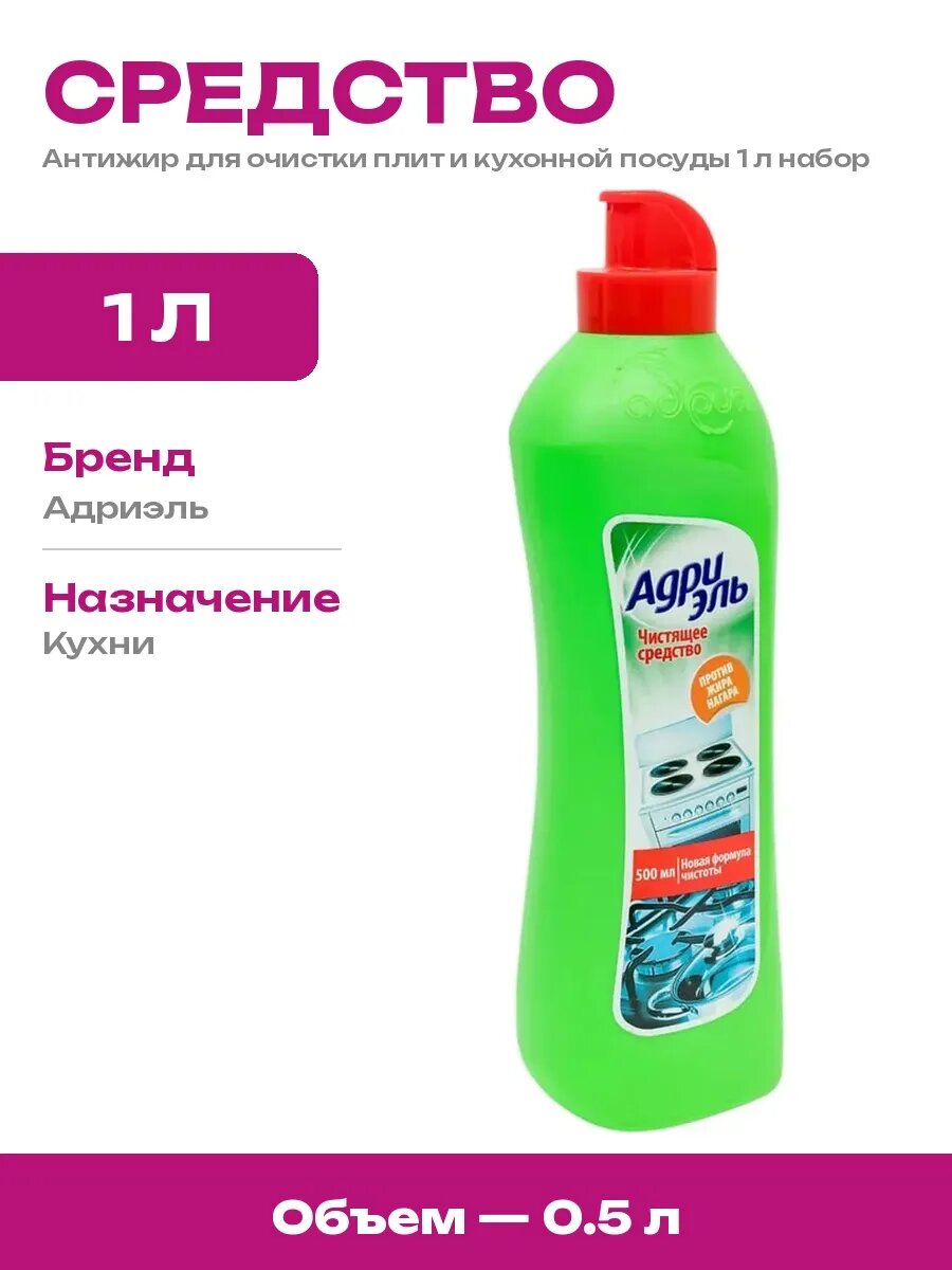 Очиститель для эмалированных и металлических плит 1 л набор
