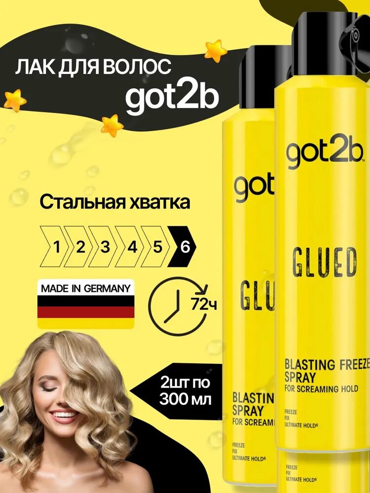 Лак для волос, Гот-ту-би / Got2b, Стальная хватка гиперфиксация, 600мл
