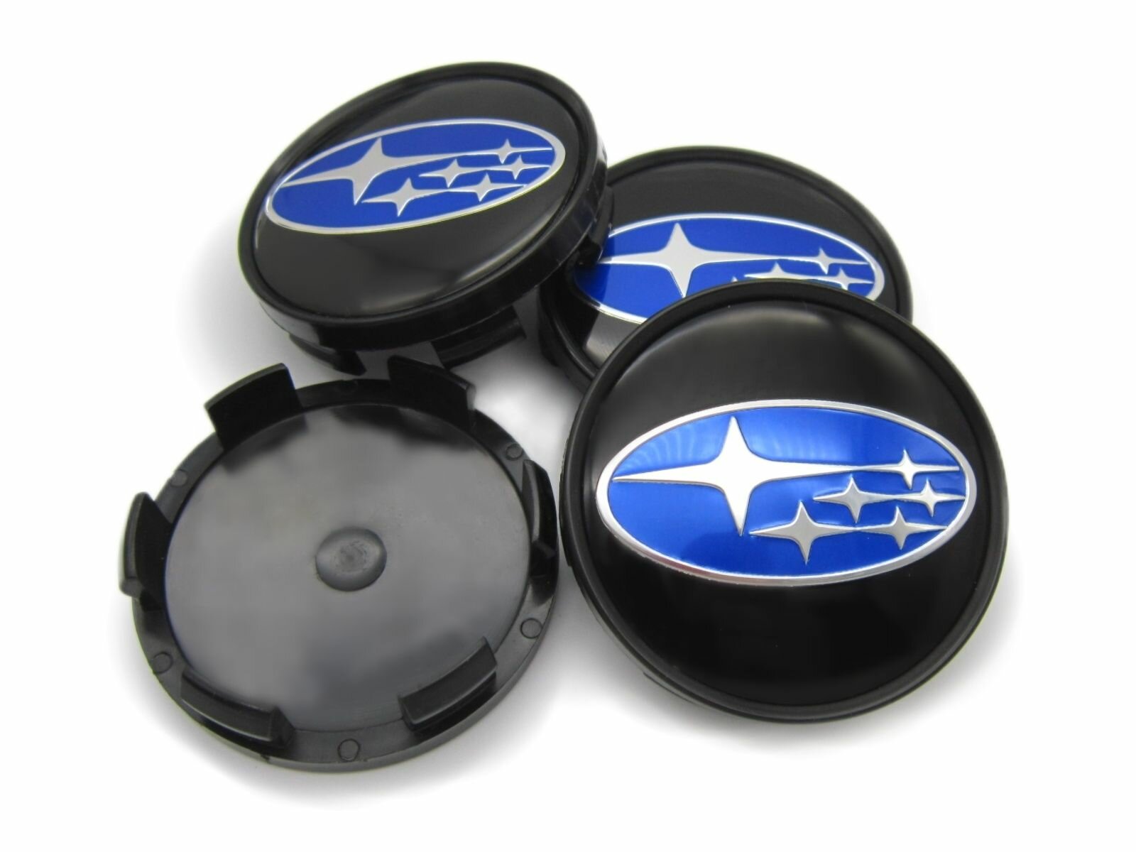 Колпачки заглушки на литые диски Subaru black 59/56/10 мм, комплект 4 шт.