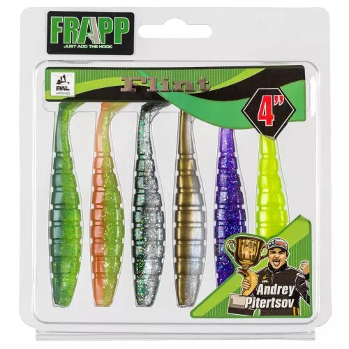 Силиконовая приманка Frapp Flint 4 10см. 6шт. вес: 7гр. #mix1 (#21, #23, #24, #25, #28, #36)