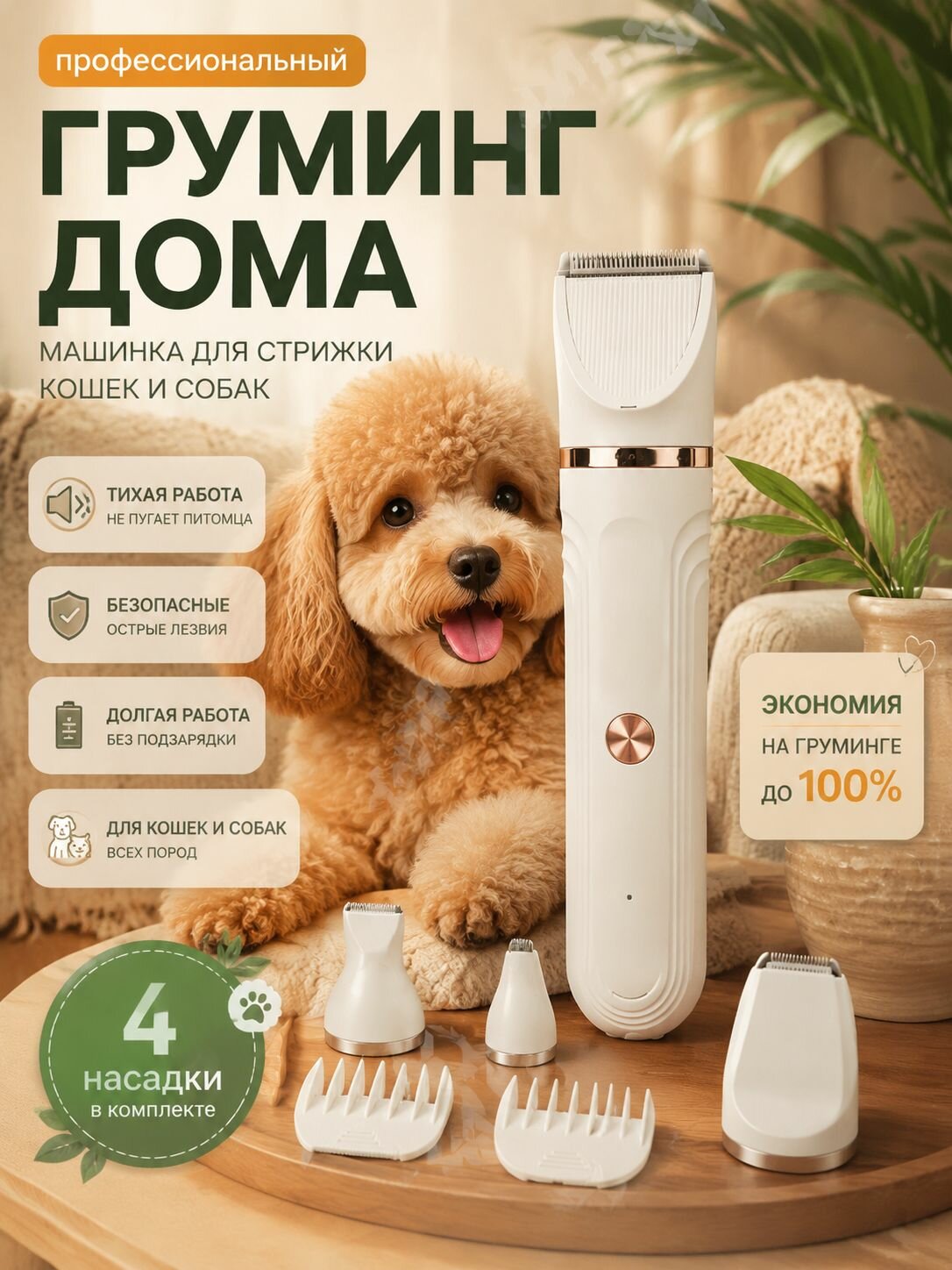 Машинка для стрижки животных / Триммер для стрижки собак и кошек