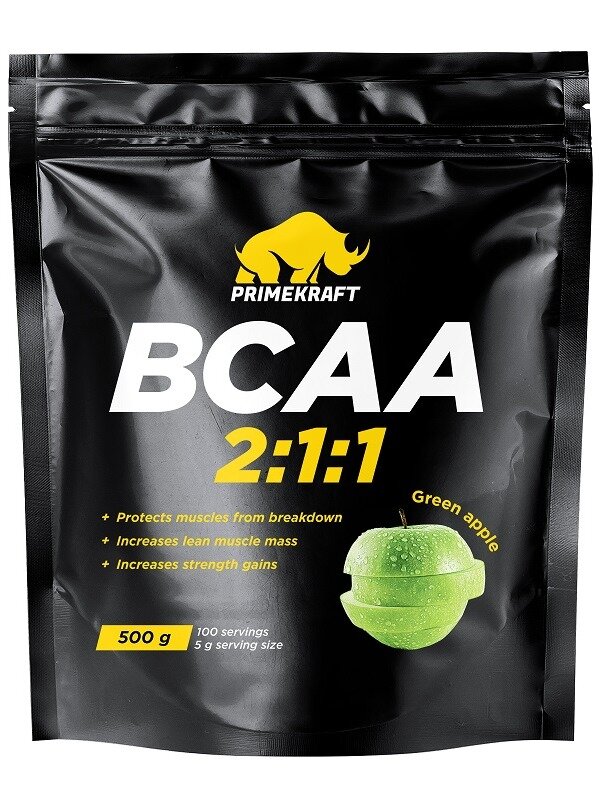 BCAA PRIMEKRAFT BCAA 2:1:1 500 г, Зеленое яблоко