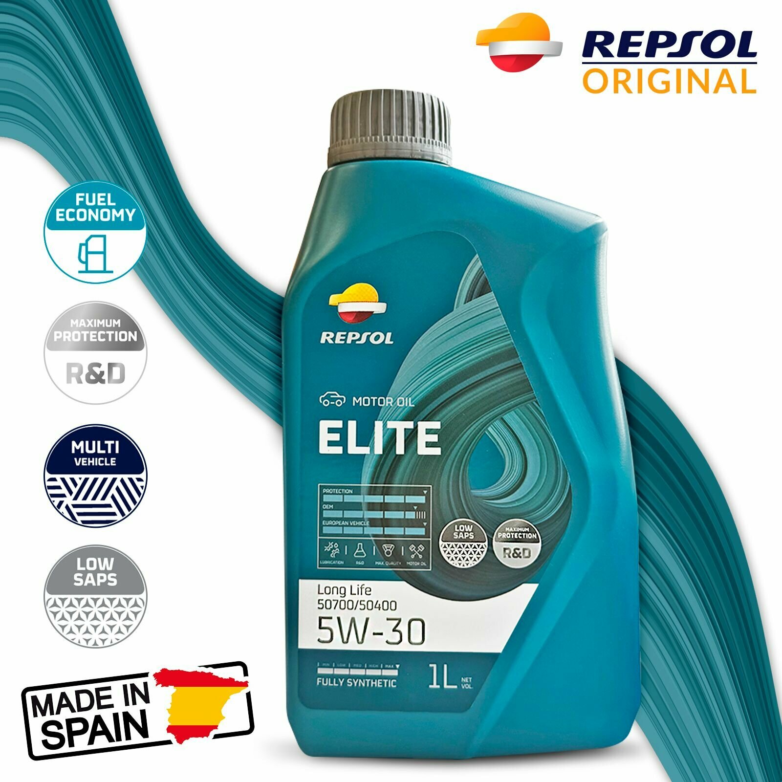 Repsol ELITE LONG LIFE API SN, ACEA C3 5W-30 Масло моторное, Синтетическое, 1 л синтетическое масло 5w30 api sn acea c3 1л
