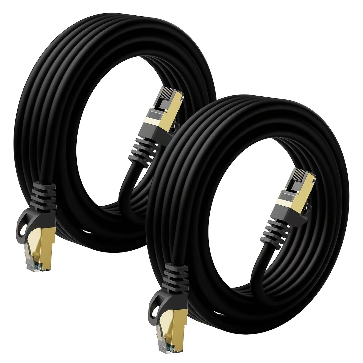 Сетевой кабель Cat 8 плоский SFTP RJ45, 40 Гбит/с 2000 МГц для игр, ПК, роутера и модема, 2 шт, 1 м, черный