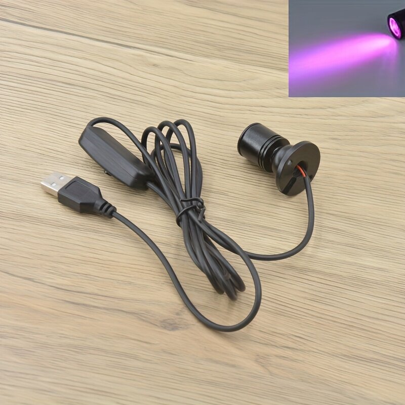USB мини-спот светильник с фиолетовым светом, черный корпус, декоративная подсветка для фона, настенный монтаж, неводонепроницаемый, для витрин и моделей, креативная ручной работы лампа для Хэллоуина и Рождества
