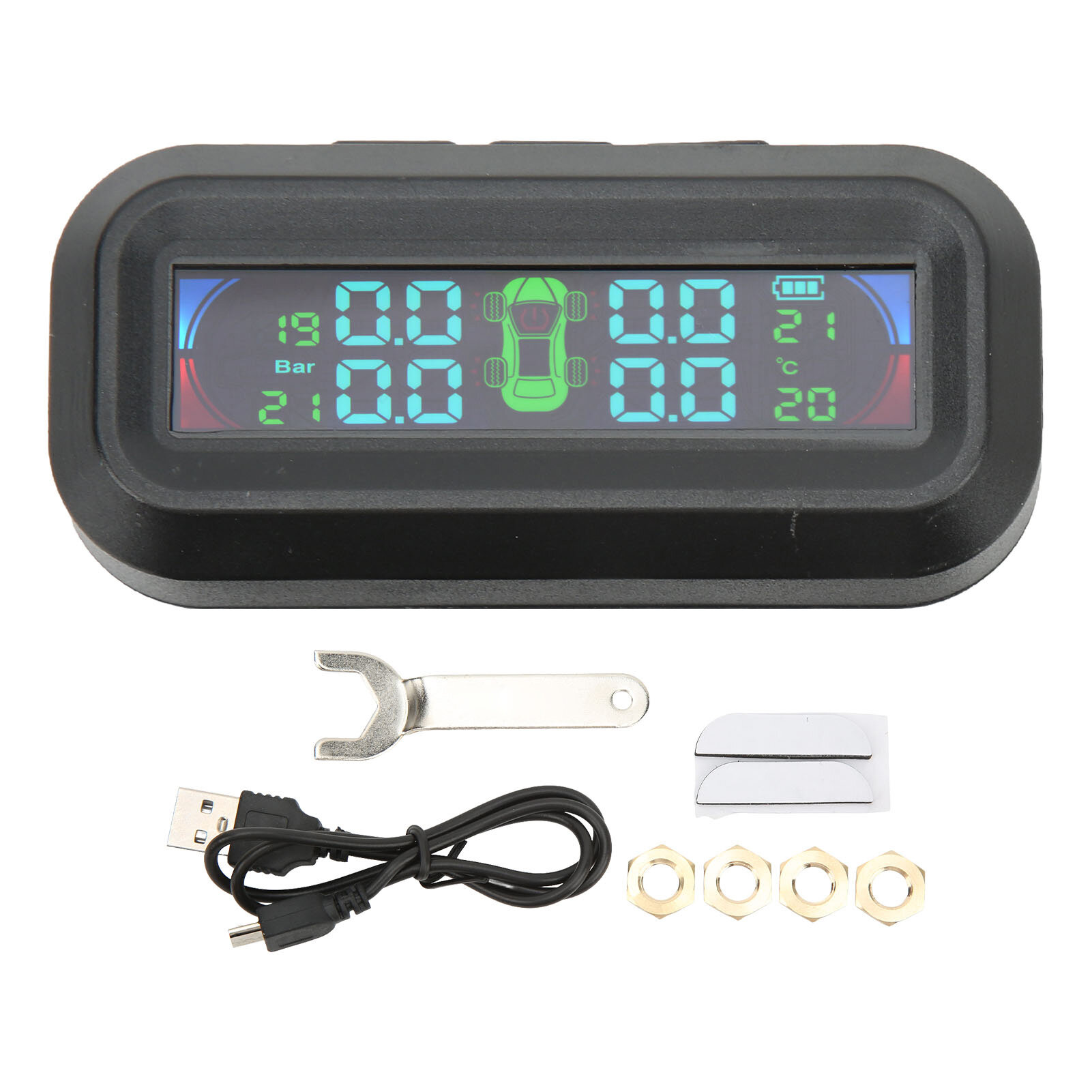 Система контроля давления в шинах (TPMS) с беспроводной передачей данных, питанием от солнечной панели и ЖК-экраном, для грузовых автомобилей, легковых автомобилей, прицепов и туристических авто, напр