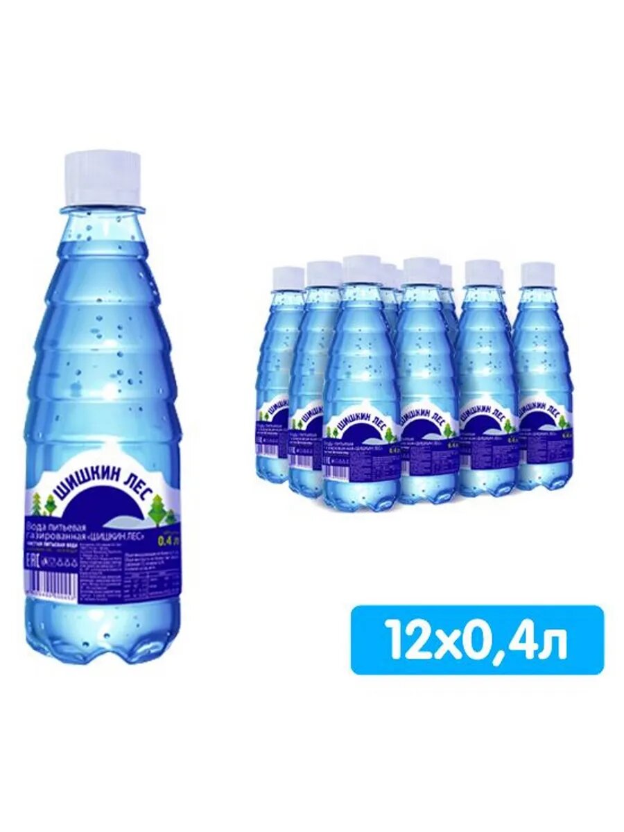 Шишкин лес Вода питьевая газированная 12 шт по 0,4л