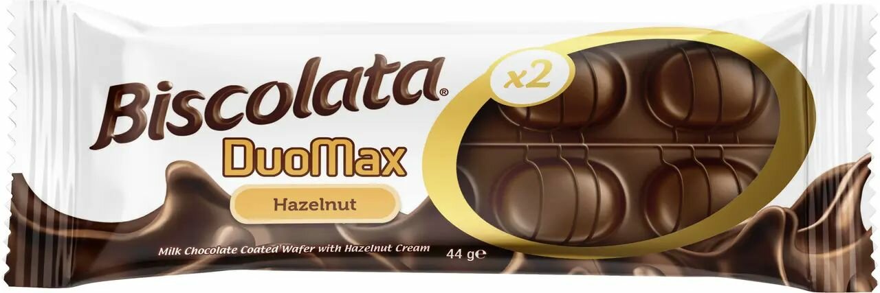Вафли Biscolata Duomax Фундук, 44 гр