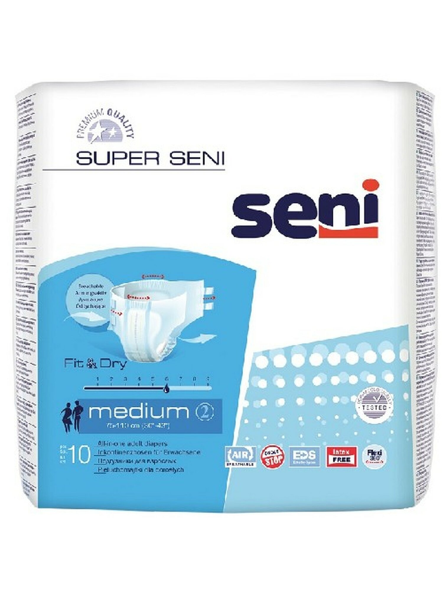 SENI SUPER подгузники Д/ВЗР MEDIUM N10 — Подгузники для взрослых одноразовые - 10 шт в уп.