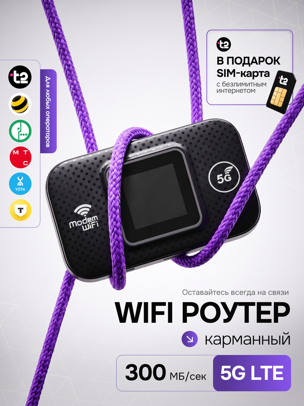 Беспроводной мобильный 4G Wi-Fi Роутер