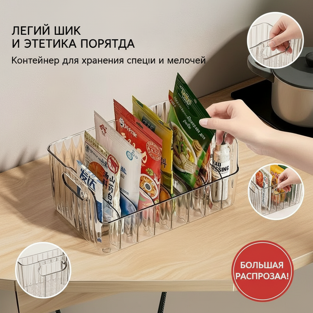 None | Контейнер для специй с секциями компактный органайзер для приправ на столешницу хранение кухонное