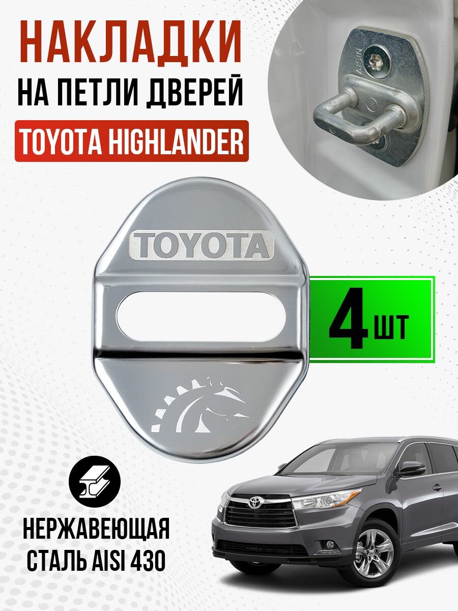 Защитные накладки на петли замков дверей Тойота Хайлендер / Toyota Highlander (2016-2026)