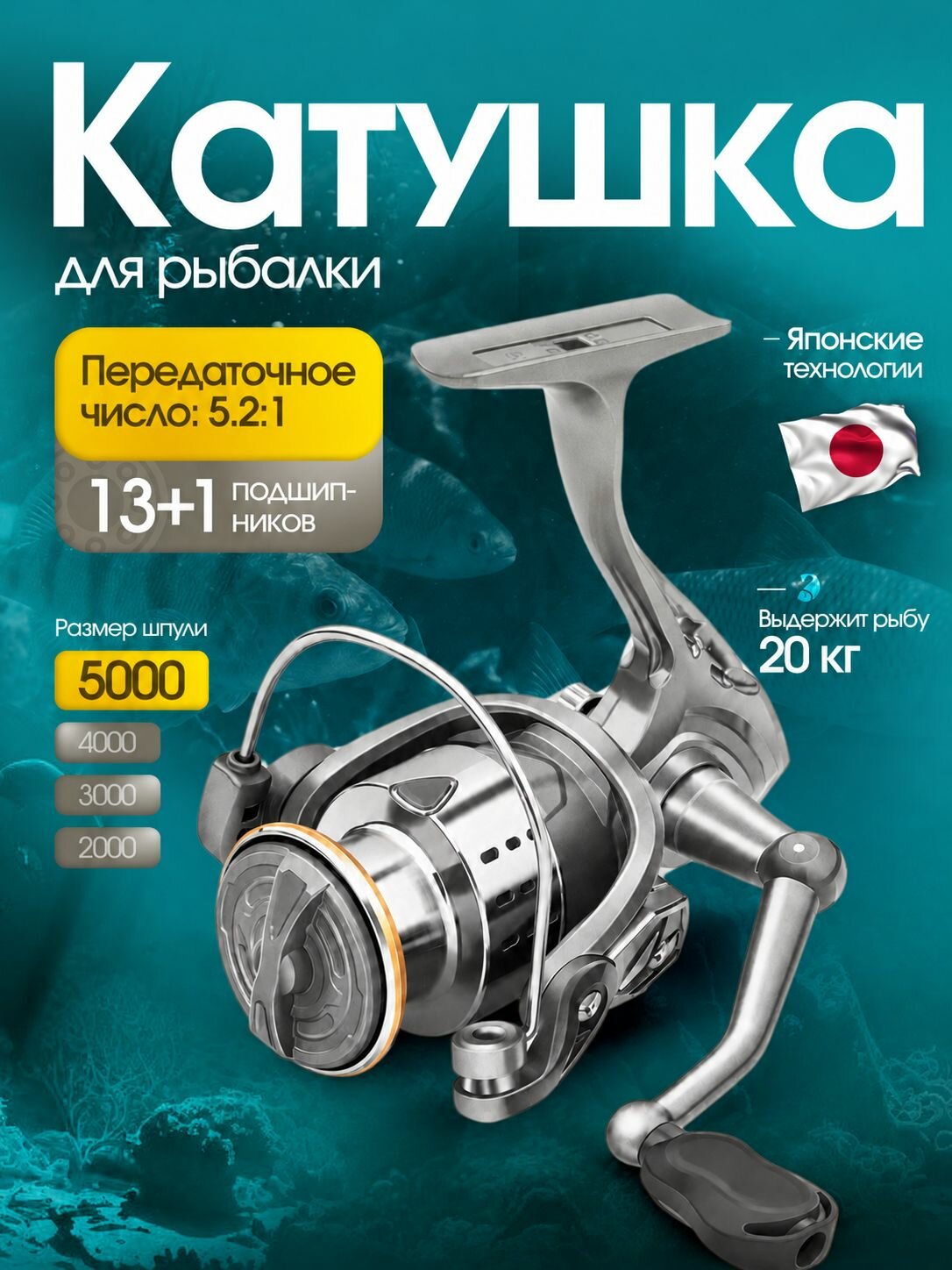 Катушка безынерционная для спиннинга 5000 рыболовная для фидера для рыбалки на удочку катушка спиннинговая рыболовная катушка безынерционная катушка