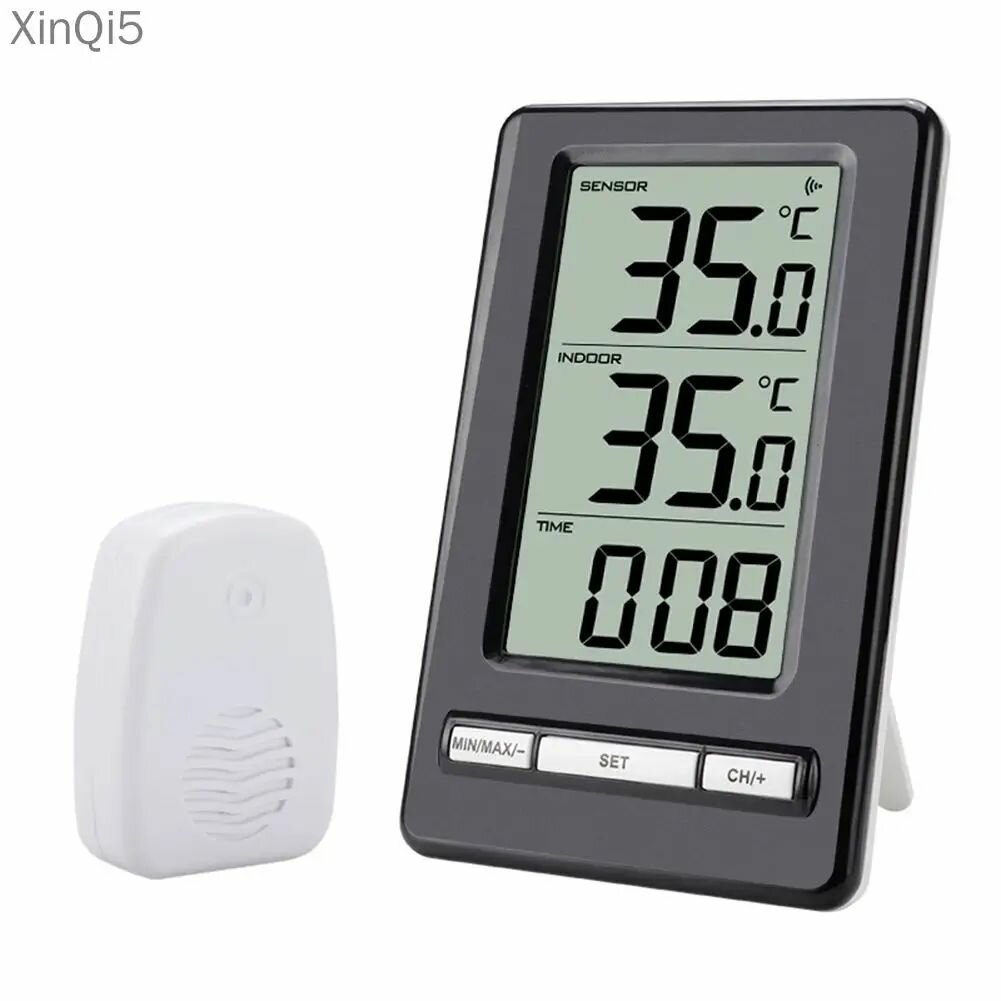 Беспроводной термометр для indoor и outdoor с большим ЖК-дисплеем и часами