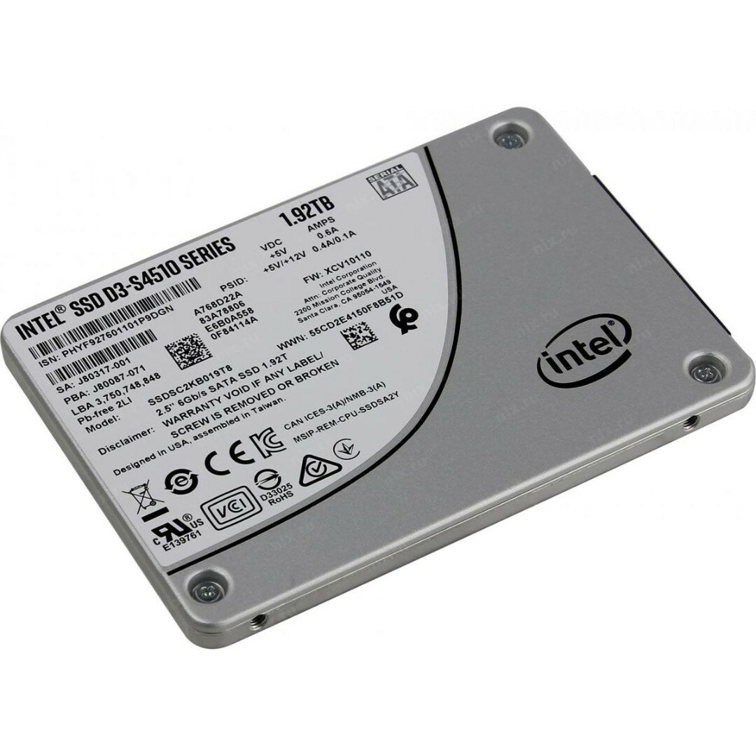 Твердотельный накопитель Intel D3-S4510 1.92TB SSDSC2KB019T801