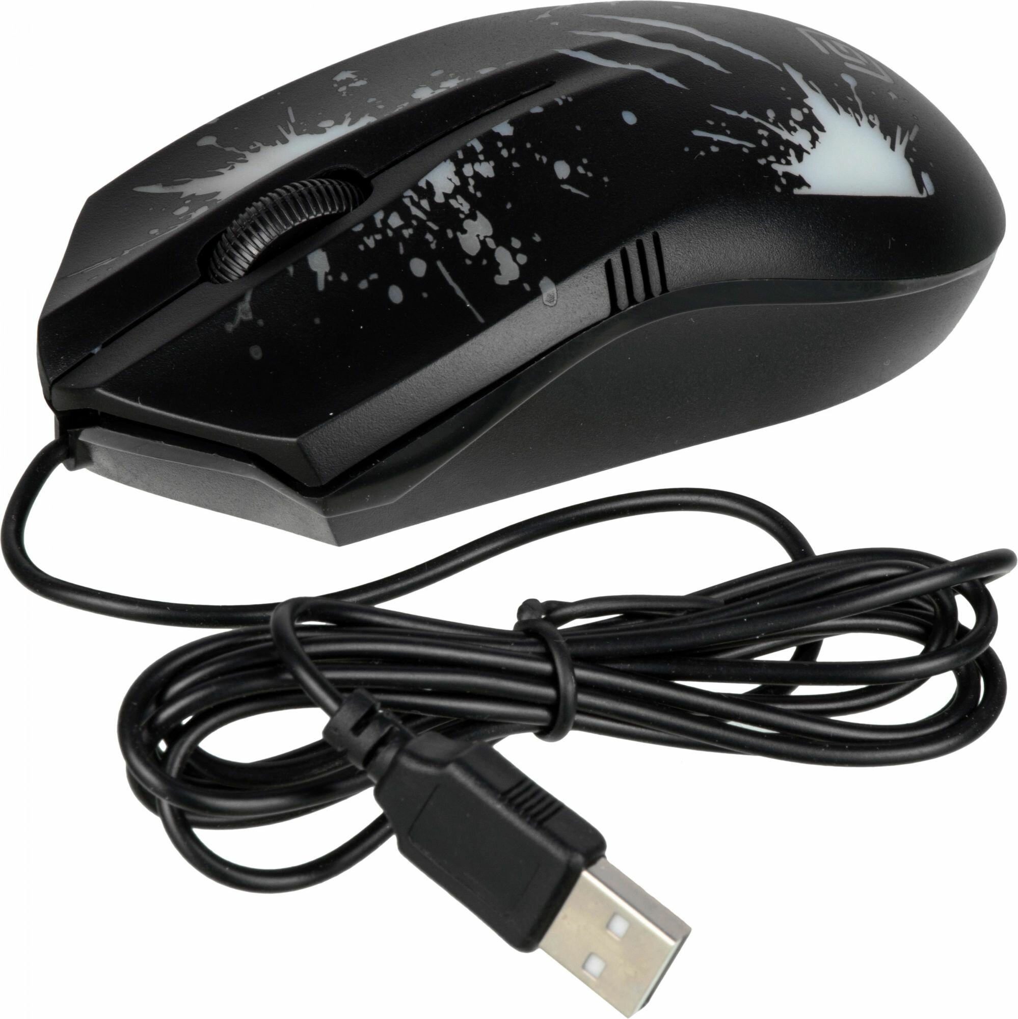 Мышь компьютерная Оклик 399M STIGMA черный оптическая (1200dpi) USB для ноутбука (3but)