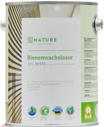 Лазурь с Пчелиным Воском Gnature 470 Bienenwachslasur 0.375л 5021 Перламутровый Розовый для Деревянных Стен и Потолков на Основе Масла и Воска.