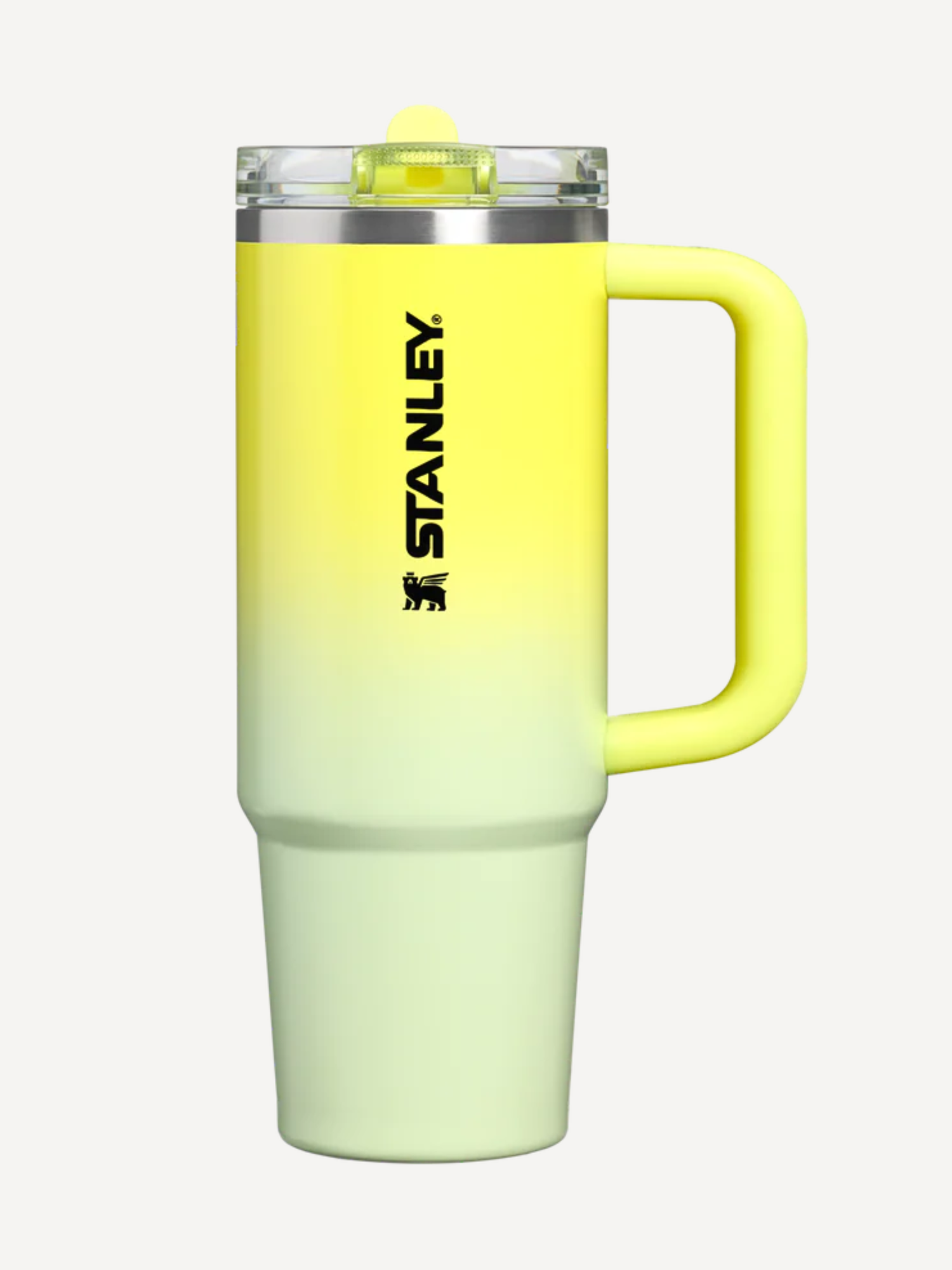 Термокружка Stanley Quencher ProTour Flip Straw 0.89 л (30 oz), с трубочкой, цвет жёлто-салатовый градиент (Atomic Gradient), оригинал США
