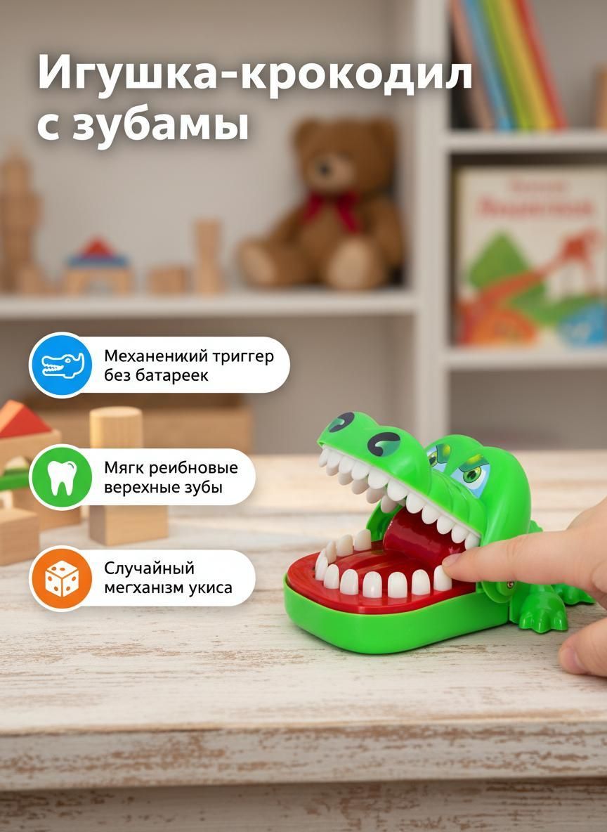 Настольная игра Крокодил кусака, интерактивная игрушка-прикол крокодил стоматолог для детей и вечеринок, 15