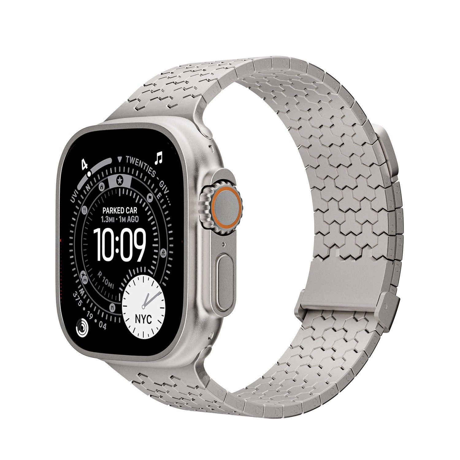 Браслет для часов Apple из чистого титана с магнитной застежкой. Silver матовый