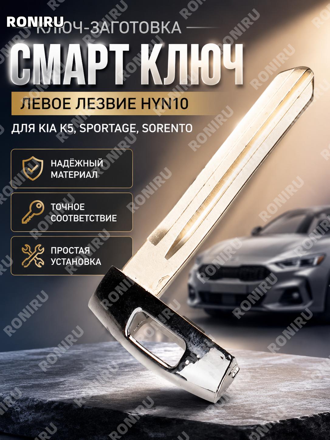 Заготовка ключа левая HYN10 для автомобильного смарт-ключа, пластиковый левый элемент для замены и ремонта