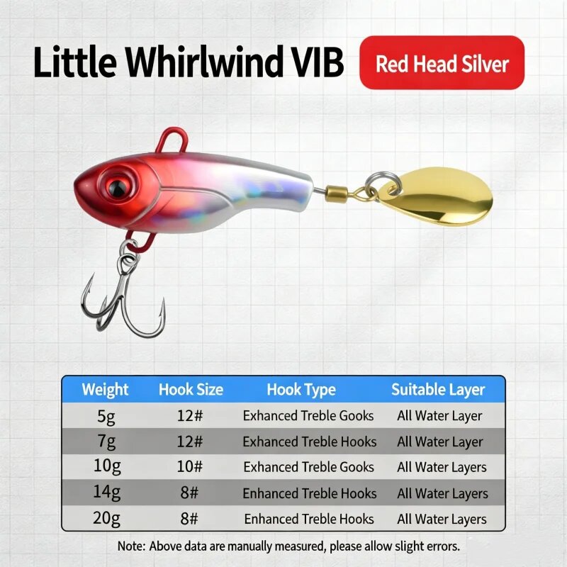 Воблер-блесна Little Whirlwind VIB Red Head Silver, 6г, Цвет: A