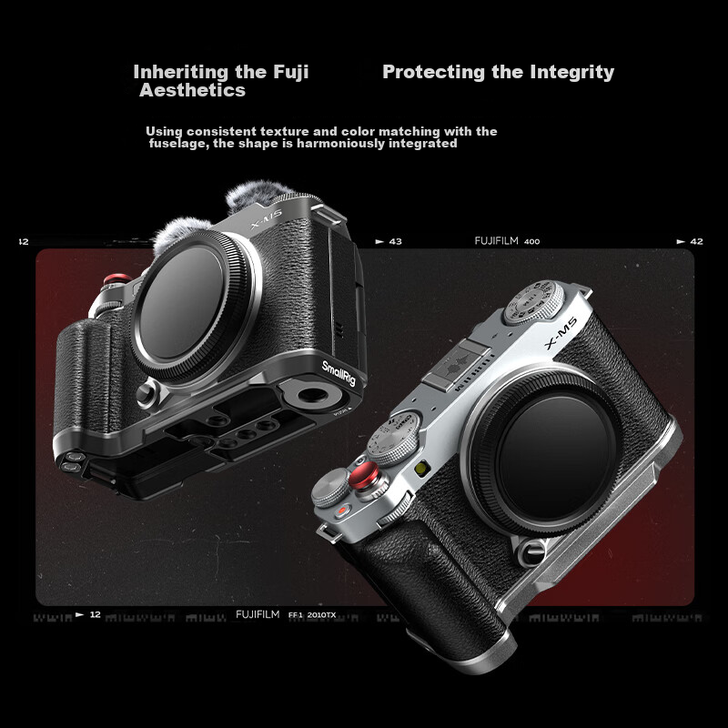 SmallRig 4876 Fuji X-M5 L-образная ручка для камеры с черной силиконовой ручкой, защитой горячего штыря, кожаным