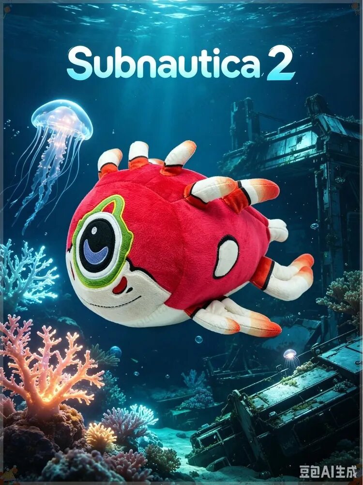 Мягкая игрушка "Субмарина 2" (Subnautica 2), красная, 21 см