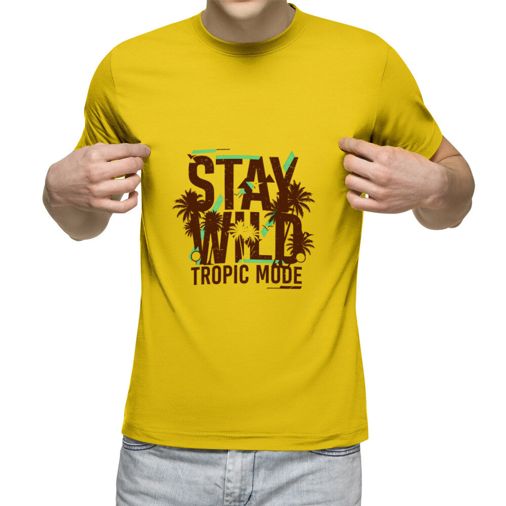 Мужская футболка «STAY WILD» (желтый, M)