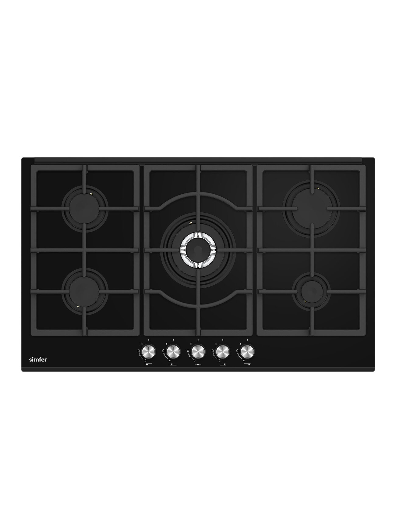 Варочная панель газовая Simfer, 90см, газ-контроль, WOK конфорка, решётки чугун, электроподжиг, 5 Лет Гарантия, Турция