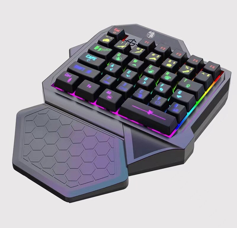Клавиатура игровая проводная компактная односторонняя RGB водонепроницаемая для ПК смартфона 35 клавиш черный
