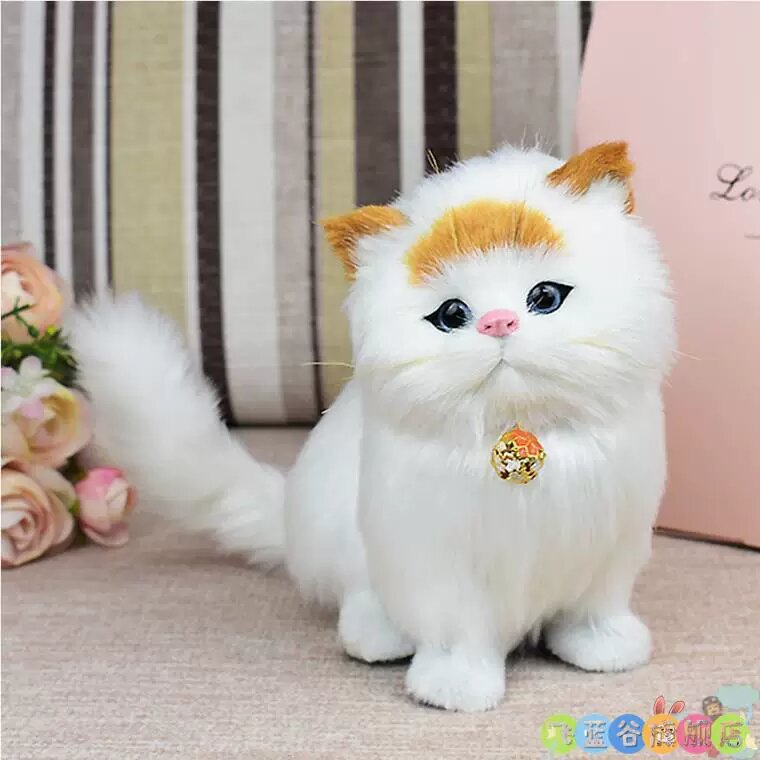 Мягкая плюшевая игрушка-кошка с подвижным хвостом и звуком, желтый хвост и лоб, детский подарок на день рождения