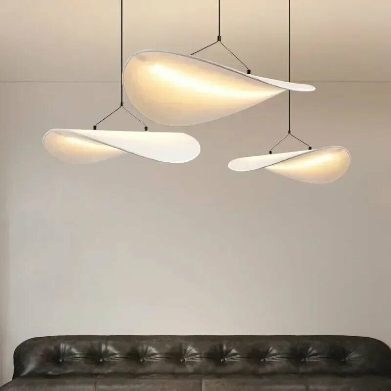 Люстра, LED, 40 Вт, светодиодный светильник со встроенным источником и плафоном из ткани для дома — фото 1