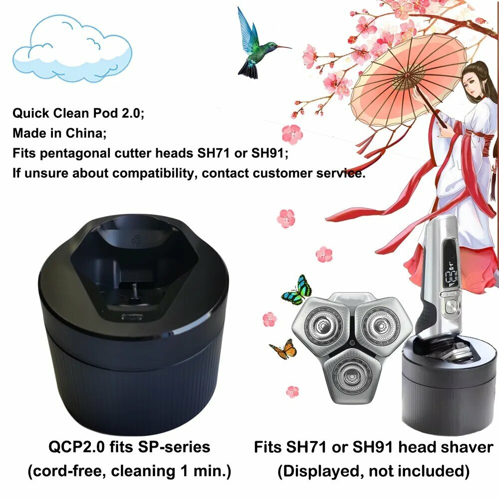 Сменная быстрая очистка Clean Pod QCP2.0 подходит для пятиглавых бреющих головок SP-серии: SP9840, SP9870, SP9879, SP9882, SP9888, SP9890