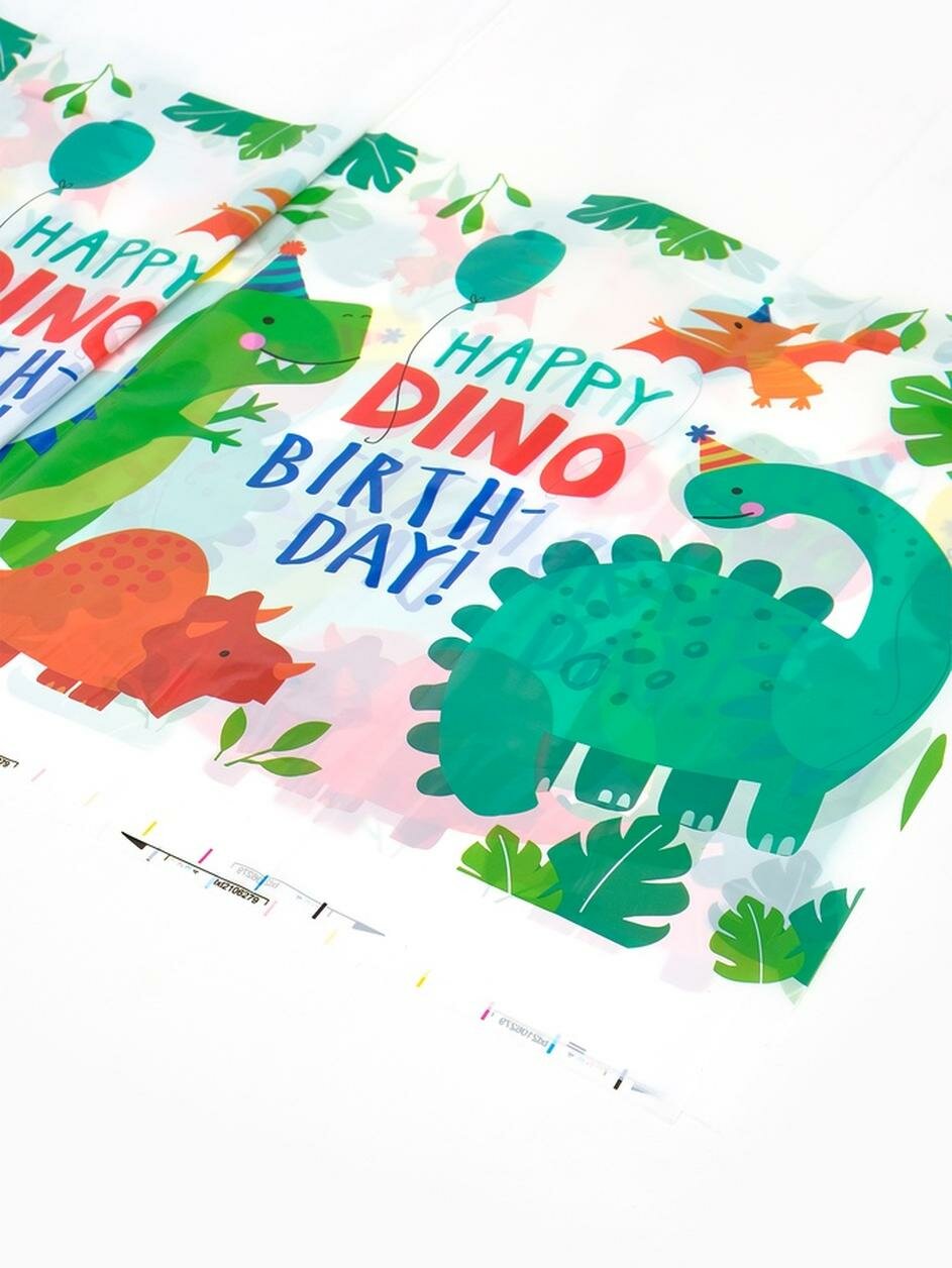 Скатерть Страна Карнавалия Dino birthday, ПВХ, 108x180 см, белая