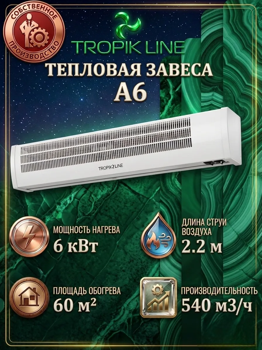 Климатическая техника/Электрическая Тепловая завеса Tropic-Line А6 Белый