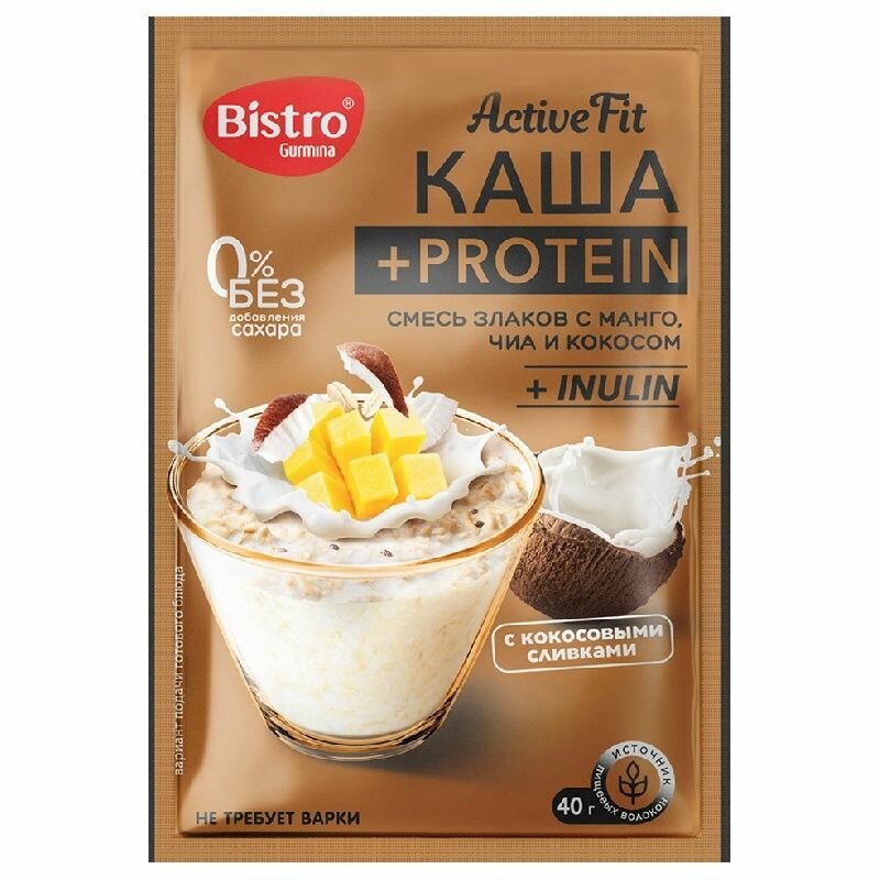 Каша+протеин GURMINA BISTRO Смесь злаков с манго, чиа и кокосом 40г