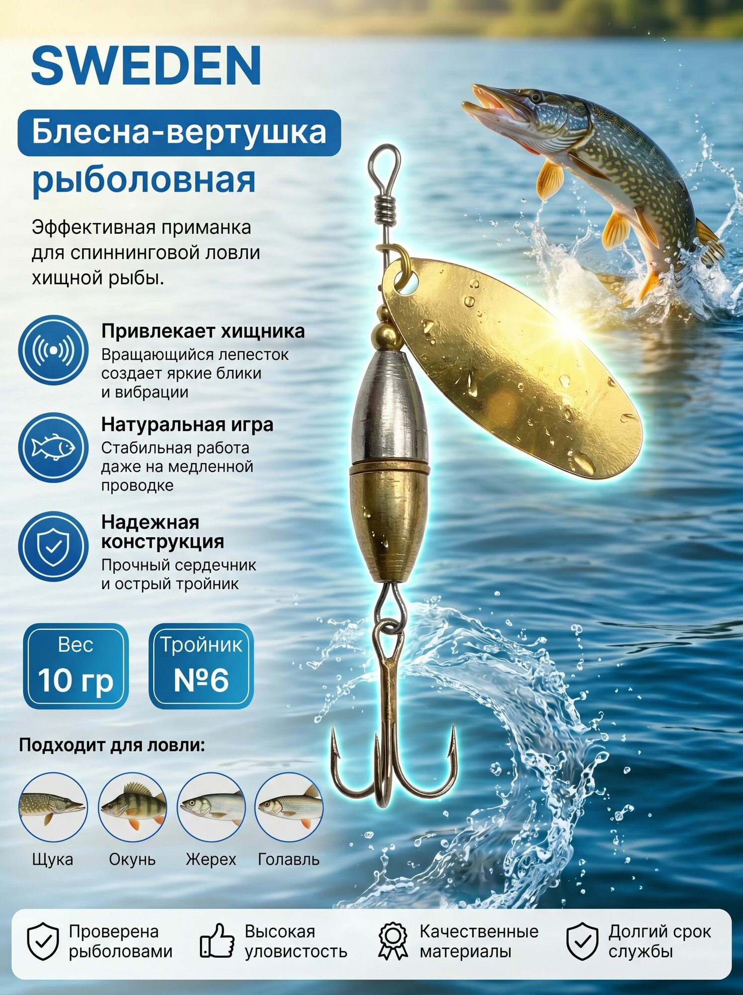 Блесна Вертушка SWEDEN 10 грамм