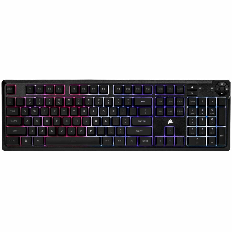Клавиатура Corsair K55, игровая, RGB-подсветка, USB, мембранная