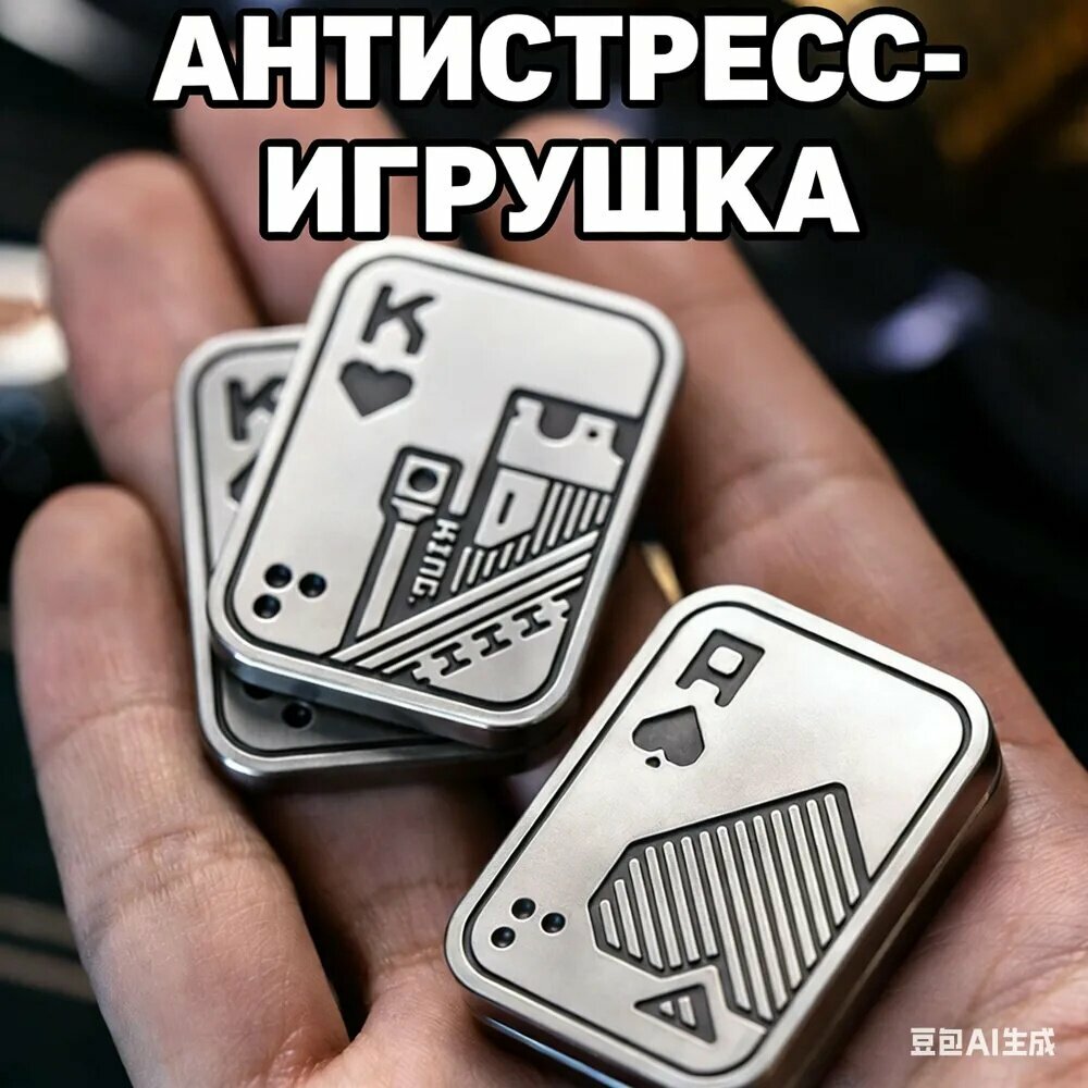 Антистресс-монеты "Покер": Король (K), Туз (A), Красный и Чёрный Джокеры металлические щелкающие игрушки из цинка