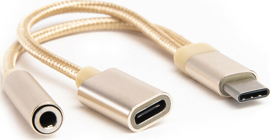 Переходник USB Type-C 3.1-3,5 Jack/USB Type-C, 0,15 м, золотой, ATOM