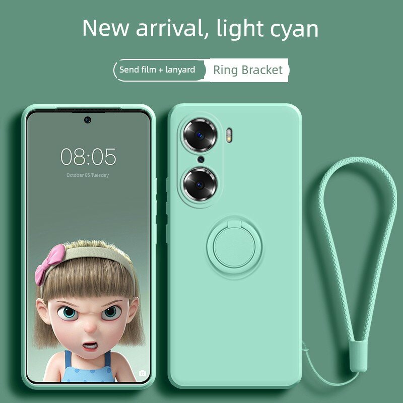 Honor 60 Pro Жидкокремниевый чехол для смартфона - Светло-бирюзовый, Премиум защита телефона