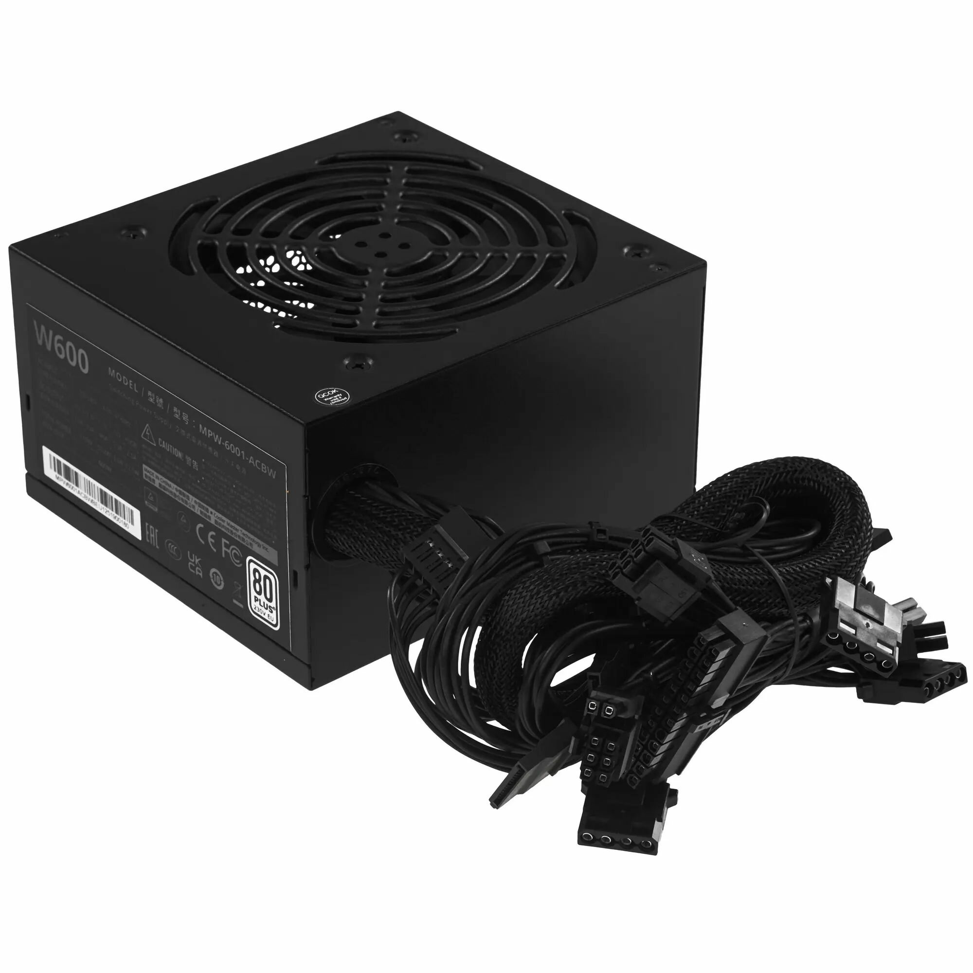 Блок питания CoolerMaster ELITE NEX White W600 80 Plus Standart (MPW-6001-ACBW-BEU) черный - ATX 24-пин, 4 pin + 4 pin CPU, 5 SATA, 2 x 6+2 pin PCI-E