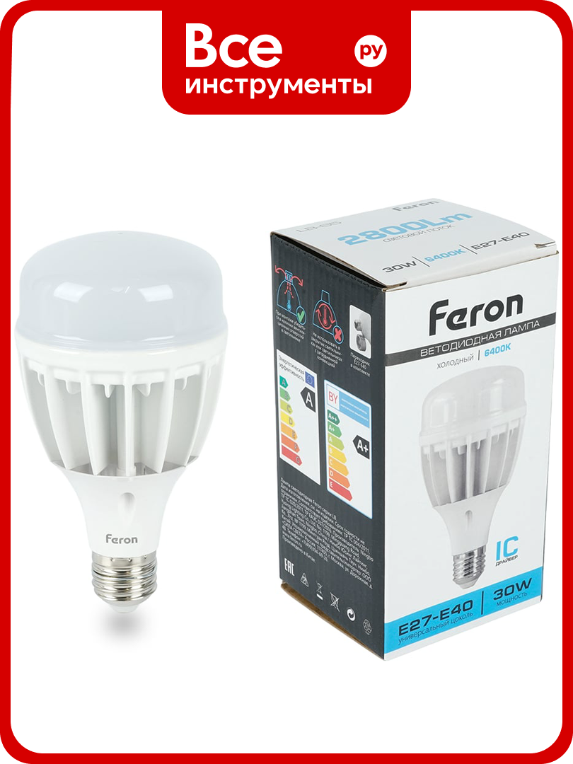 Светодиодная лампа 30W 230V E27 6400K Feron LB-65 25537