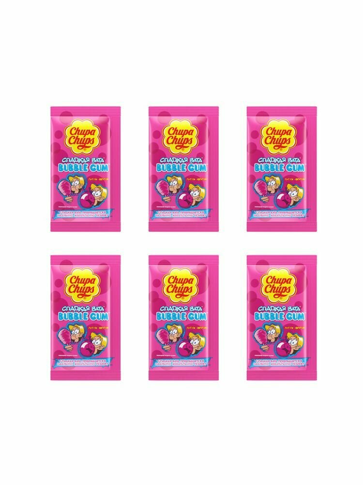 Chupa Chups Жевательная резинка "Сладкая вата тутти-фрутти", 11 г, 6 шт //