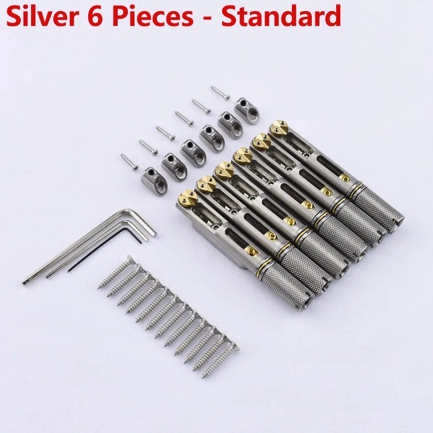 GuitarFamily Стальной безголовый гитарный мост 1360 Silver 6 Pieces-STD