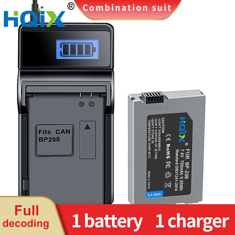 HQIX для Canon DC10 DC20 DC21 DC22 DC40 DC50 DC51 DC95 DC100 DC201 DC210 DC220 DC230 HR10 камера BP-208 зарядное устройство Аккумулятор
